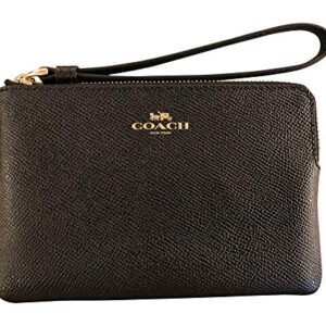 Coach Crossgrain Leather Corner Zip Wristlet, Black