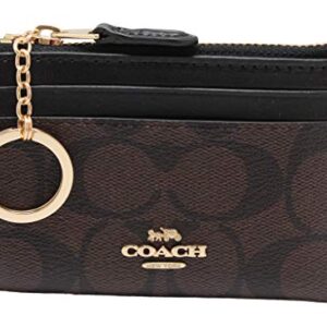 Coach Signature C Mini Skinny ID and Coin Case with Attached Key Ring (Brown/Black/Gold)