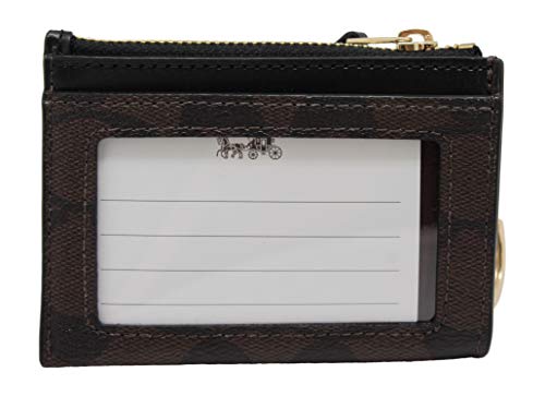 Coach Signature C Mini Skinny ID and Coin Case with Attached Key Ring (Brown/Black/Gold)