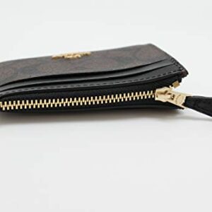 Coach Signature C Mini Skinny ID and Coin Case with Attached Key Ring (Brown/Black/Gold)