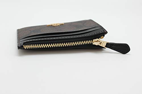 Coach Signature C Mini Skinny ID and Coin Case with Attached Key Ring (Brown/Black/Gold)