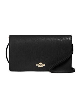 coach women’s anna foldover crossbody clutch (black)