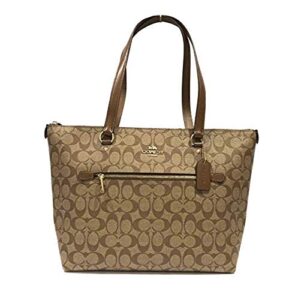 coach gllery tote shoulder handbag (im/khaki/saddle)