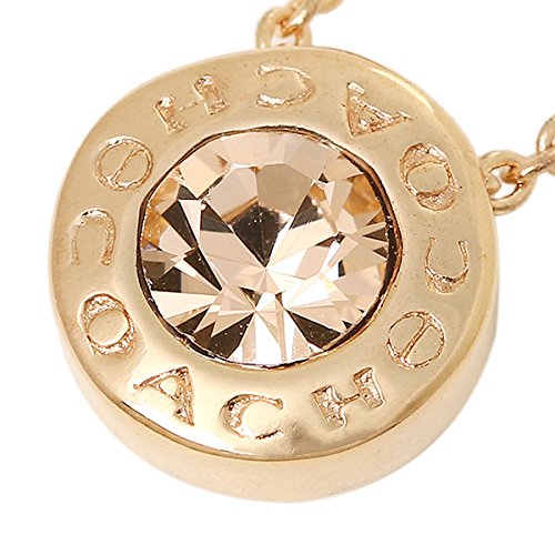 COACH Open Circle Stone Necklace-Rose Gold