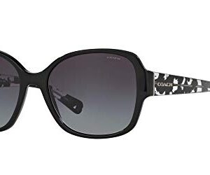 COACH Woman Sunglasses Black Frame, Grey Gradient Lenses, 58MM