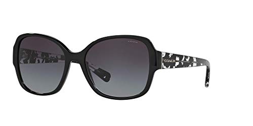 COACH Woman Sunglasses Black Frame, Grey Gradient Lenses, 58MM