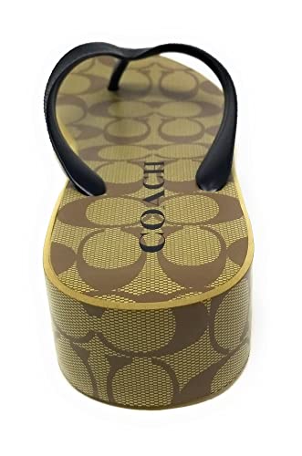 Coach Womens Lynn Flip Flops (Khaki - Black, us_footwear_size_system, adult, women, numeric, medium, numeric_9)