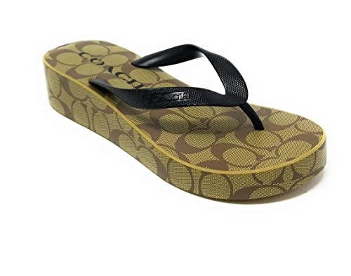 Coach Womens Lynn Flip Flops (Khaki - Black, us_footwear_size_system, adult, women, numeric, medium, numeric_9)