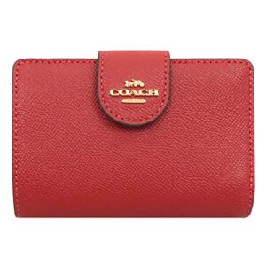 coach crossgrain leather medium corner zip wallet style no.6390 red