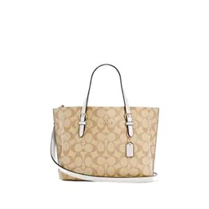 COACH Leather Mollie Tote 25 (IM/Light Khaki/Chalk)