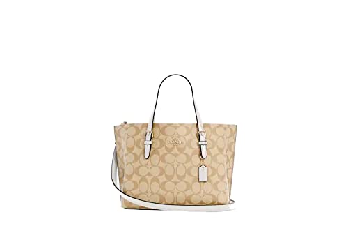 COACH Leather Mollie Tote 25 (IM/Light Khaki/Chalk)