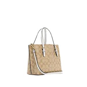 COACH Leather Mollie Tote 25 (IM/Light Khaki/Chalk)