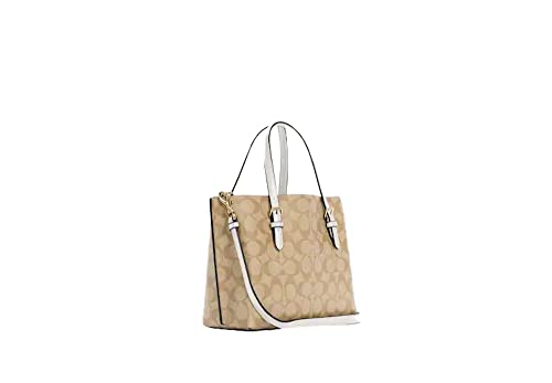 COACH Leather Mollie Tote 25 (IM/Light Khaki/Chalk)