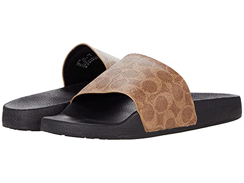 COACH Signature Coated Canvas Pool Slide Tan Signature 12 D (M)