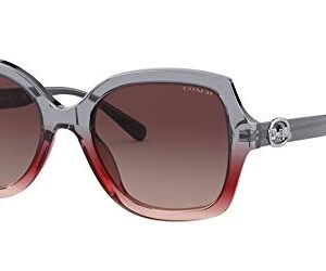 COACH Woman Sunglasses Grey Burgundy Gradient Frame, Burgundy Grey Gradient Lenses, 56MM