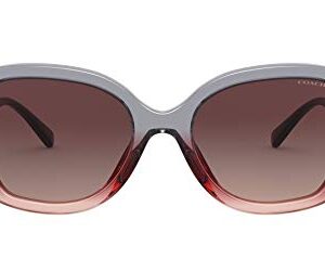 COACH Woman Sunglasses Grey Burgundy Gradient Frame, Burgundy Grey Gradient Lenses, 56MM