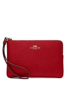 coach crossgrain leather corner zip wristlet wallet (1941 red)