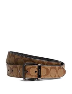 coach men’s roller buckle cut-to-size reversible belt, 38mm (tan – charcoal)