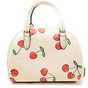 COACH Sydney Satchel With Heart Cherry Print in Chalk/Multi