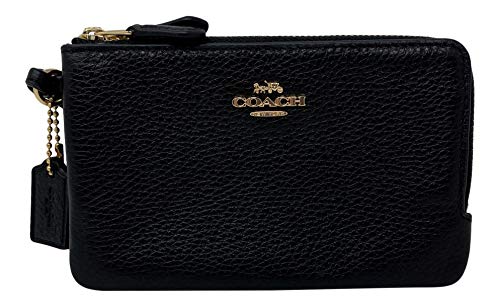 Coach Pebbled Leather Double Corner Zip Wristlet Black Style No 6649