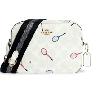 COACH Women's Mini Camera Bag (Signature Canvas - Racquet Print - Chalk Multi)