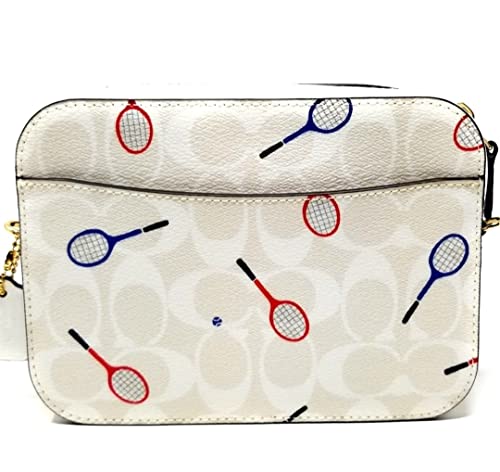 COACH Women's Mini Camera Bag (Signature Canvas - Racquet Print - Chalk Multi)