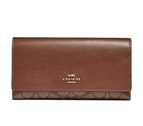 Coach Signature Leather Trifold ID Wallet - #F88024, Brown, Medium