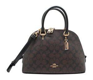 coach katy satchel in signature canvas (im/brown black)