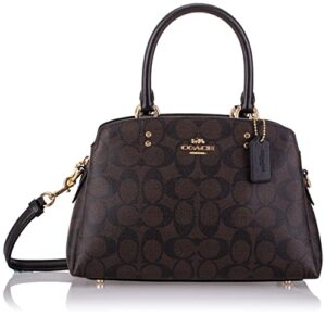 coach mini lillie carryall in signature canvas (brown,black)