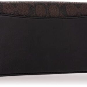 Coach Anna Foldover Crossbody Clutch in Signature Coated Canvas Brown Black