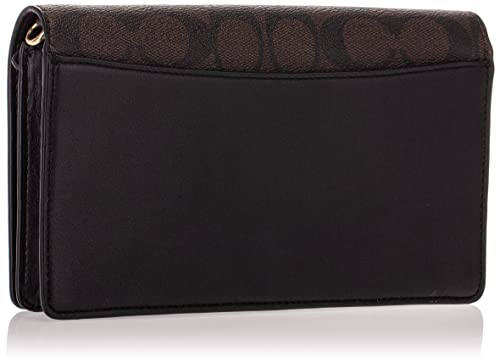 Coach Anna Foldover Crossbody Clutch in Signature Coated Canvas Brown Black