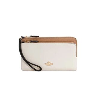 Coach Double Zip Leather Wallet In Colorblock Chalk Multi Style no. C7368