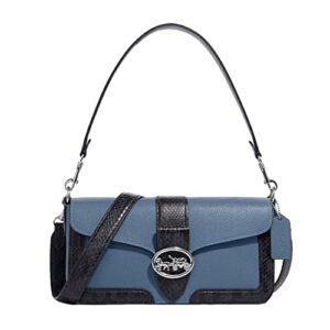 coach women’s georgie shoulder bag (pebble and snake embossed leather – indigo multi)