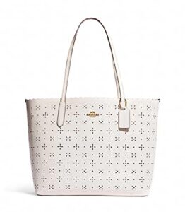 coach womens mollie tote 25 (chalk light saddle)