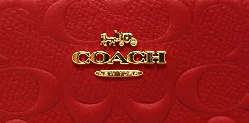 COACH Women's Corner Zip Wristlet (Embossed Leather - 1941 Red)