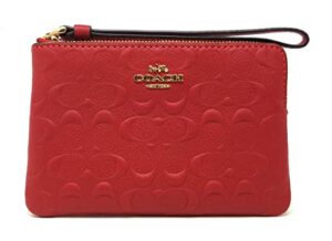 coach women’s corner zip wristlet (embossed leather – 1941 red)