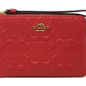 COACH Women's Corner Zip Wristlet (Embossed Leather - 1941 Red)