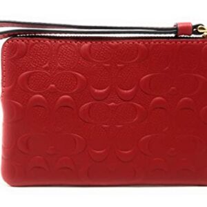 COACH Women's Corner Zip Wristlet (Embossed Leather - 1941 Red)