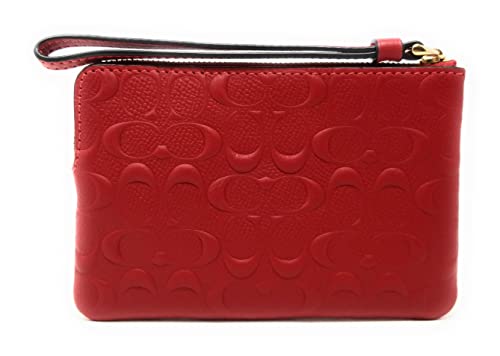 COACH Women's Corner Zip Wristlet (Embossed Leather - 1941 Red)