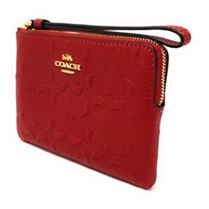 COACH Women's Corner Zip Wristlet (Embossed Leather - 1941 Red)