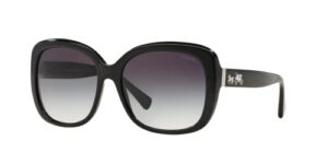 coach woman sunglasses black frame, grey gradient lenses, 58mm