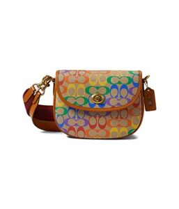 coach pride coated canvas signature willow saddle bag tan/hazelnut/multi one size