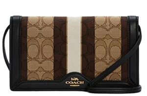 coach women’s anna foldover clutch crossbody in signature jacquard with stripe