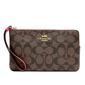 COACH Women'sLarge Corner Zip Wristlet In Signature Canvas 6648