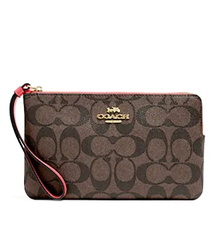 COACH Women'sLarge Corner Zip Wristlet In Signature Canvas 6648