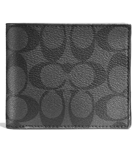 Coach ID Billfold Wallet In Signature Canvas Charcoal/Black