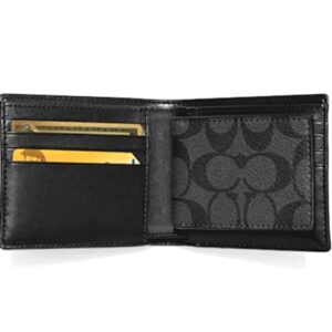 Coach ID Billfold Wallet In Signature Canvas Charcoal/Black