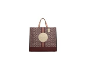 coach dempsey tote 40 in signature jacquard with stripe and coach patch (im/wine multi)