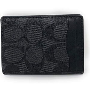 Coach Men's Magnetic Leather, Card Case, Qb/Charcoal, Small