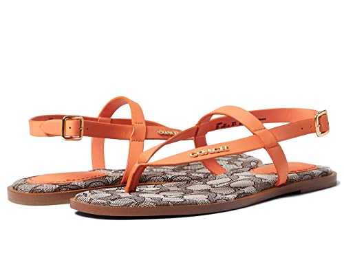 COACH Women's Josie Leather Sandals Orange 8.5 B - Medium